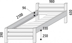 Domestav KARLA postel 90 cm smrk