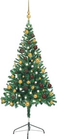 vidaXL Umělý vánoční stromek s LED a sadou koulí 150 cm 380 větviček [3077488] Barva: Zeleno-šedý