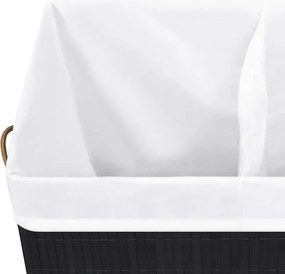 Bambusový koš na prádlo se 2 přihrádkami černý 100 l 320746