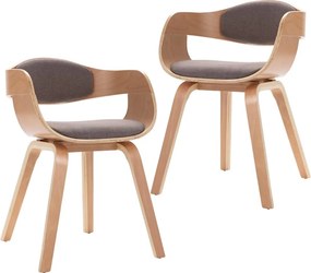Jídelní židle 2 ks ohýbané dřevo a taupe textil 287390