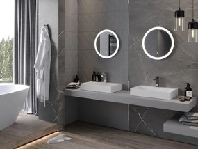 Mexen Oro, kulaté LED podsvícené koupelnové zrcadlo 50 cm, 6000K, topná podložka proti zamlžování, 9824-050-050-611-00