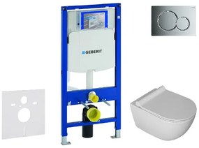 Geberit Duofix - Set předstěnové instalace, klozetu Gaia a sedátka softclose, tlačítko Sigma01, lesklý chrom SANI11CA1106