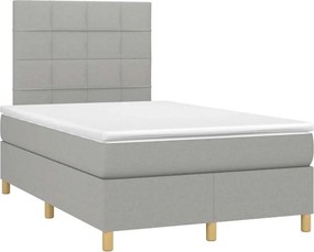 Box spring postel s matrací a LED světle šedá 120x190 cm textil 3270246