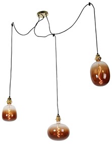 Závěsné svítidlo zlaté 3-světlo včetně LED stmívatelné - Cava Luxe