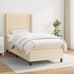 Box spring postel s matrací krémová 90x190 cm textil 3131558