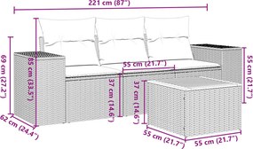 4dílná zahradní sedací souprava s poduškami béžová polyratan 3225317