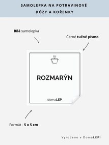 Samolepka na kořenky ROZMARÝN bílá 5 × 5 cm tučné písmo