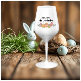 HODY, HODY, DO POHODY - bílá nerozbitná sklenička na víno 470 ml