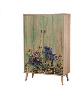 Dřevěná skříň Ananias Flower, výška 127 cm