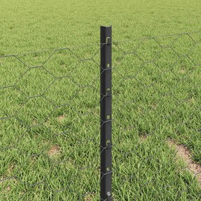 Hexagonální plot s podpěrou 10 x 0,4 m Ocel potažená PVC Šedá 3336808