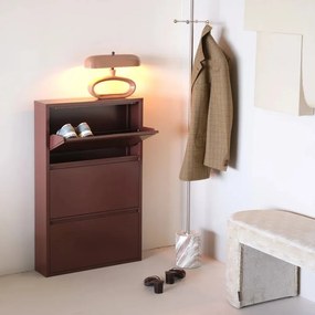 Vínový kovový výklopný botník 66x103x16 cm Sabine – WOOOD