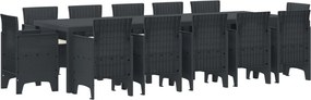 Zahradní jídelní souprava 13 ks Antracit Polyrattan 3378616