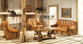 Casarredo - Komfort nábytek Rozkládací trojmístná pohovka OTAKAR kůže | potah: kůže Magnolia,barva: moření 9