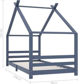 Rám dětské postele šedý masivní borové dřevo 90 x 200 cm 289615