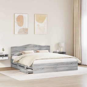 Rám postele s čelo Šedá Sonoma 200 x 200 cm Inženýrské dřevo 3412975