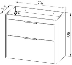 Mereo Vigo koupelnová skříňka s umyvadlem 81 x 71,8 x 39,5 cm MDF/lamino bílá CN312 Koupelny Bernold
