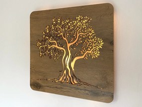 Li-Go "Olivovník" světelný obraz 230V 42x42cm provedení povrchu: dub světlý