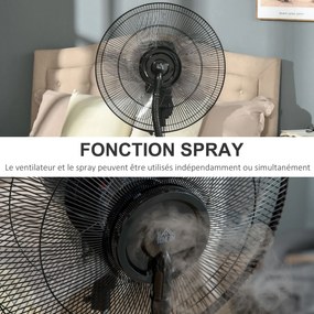 HOMCOM Tichý Zamlžovací Ventilátor 90 W, 135 cm Stojanový Ventilátor s 3 režimy a 3 rychlostmi, dálkové ovládání, 12H časovač, 70° oscilace, LED displ
