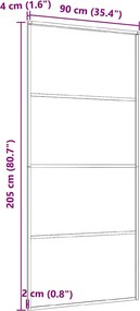 Posuvné dveře hliník a ESG sklo 90 x 205 cm černé 149480