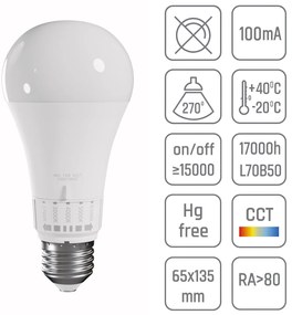 Spectrum LED LED žárovka 5 barev světla GLS E27 230V 13W 5CCT