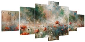 Obraz - Abstrakce pole s vlčími máky (210x100 cm)
