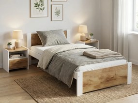 Postel IKAROS 80 x 200 cm, bílá/dub artisan Matrace: Matrace Coco Maxi 20 cm, Rošt: S laťkovým roštem