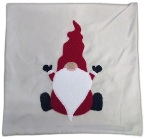 Vánoční 3D povlak na polštář CHRISTMAS - skřítek - 45x45 cm - šedý/červený//bílý