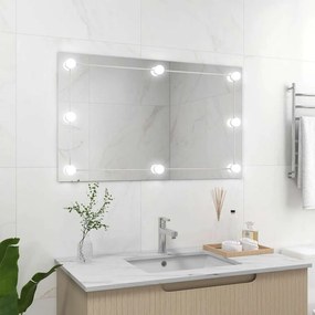 Nástěnné zrcadlo bez rámu s LED osvětlením obdélníkové sklo 3078645