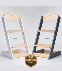 Lucas Wood Style - rostoucí židle ALFA III zvýhodněný set 2 ks - bílá + šedá
