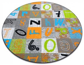 Dětský kulatý koberec JUMPY Písmena Číslice vícebarevný Rozměr: průměr 100 cm