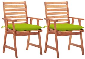 Zahradní jídelní židle 2 ks s poduškami masivní akáciové dřevo,  3064346