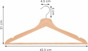 Dřevěná ramínka na šaty 42,5 cm, přírodní, sada 20ks SPRINGOS HG0057