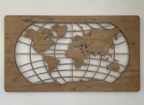 Li-Go "Mapa světa rovnoběžky" světelný obraz 230V 110x60cm provedení povrchu: dub světlý