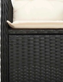 3dílný zahradní bistro set s poduškami černý polyratan 3276975