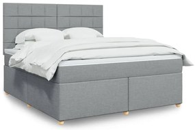 Box spring postel s matrací světle šedá 180 x 200 cm textil