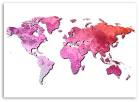 Obraz na plátně Mapa světa růžová - 100x70 cm