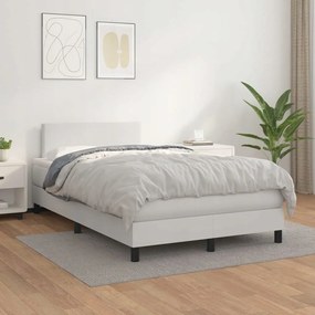 Box spring postel s matrací umělá kůže bílá