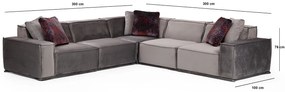 Designová rohová sedačka Valtina 300 cm šedá