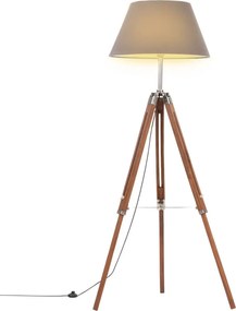 vidaXL Stojací lampa stativ masivní teakové dřevo 141 cm [288075] Barva: Krémová a antracitová