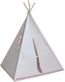 Infantastic 74133 Dětský stan teepee, růžovo/béžový, s příslušenstvím + vlajka