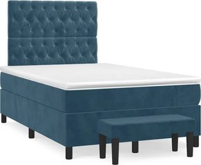 Box spring postel s matrací tmavě modrá 120 x 200 cm samet 3138017
