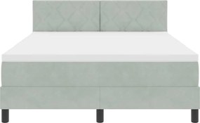 Postel s boxspringem s čelo Světle šedá 140 x 200 cm samet 3339242