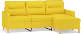 3místná pohovka s podnožkou světle žlutá 180 cm textil 3201078