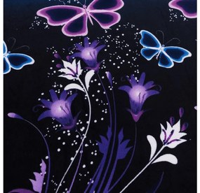 Prostěradlo mikroplyš VIOLET BUTTERFLY 200x200 cm tmavě modré