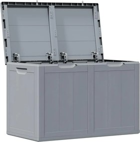 Zahradní úložný box 180 l šedý PP vzhled dřeva 151234