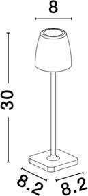 NV 9223412 Venkovní stolní lampa COLT rezavě hnědý litý hliník a akryl LED 2W 3000K IP54 62st. 5V DC vypínač na těle USB kabel stmívatelné - NOVA LUCE