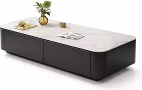 LuxuryForm DESIGN Konferenční stolek ASTON 120 × 60 × 36 cm – černý s bílou deskou