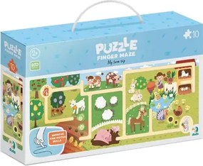 DODO Puzzle-labyrint Cesta farmou / 10 dílků / 54 x 22 cm