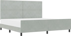 Postel s boxspringem s čelo Světle šedá 200 x 200 cm samet 3344897