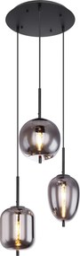 GLOBO Závěsné svítidlo BLACKY černá/kouřová E14 40 W pr. 460 x 1200 mm